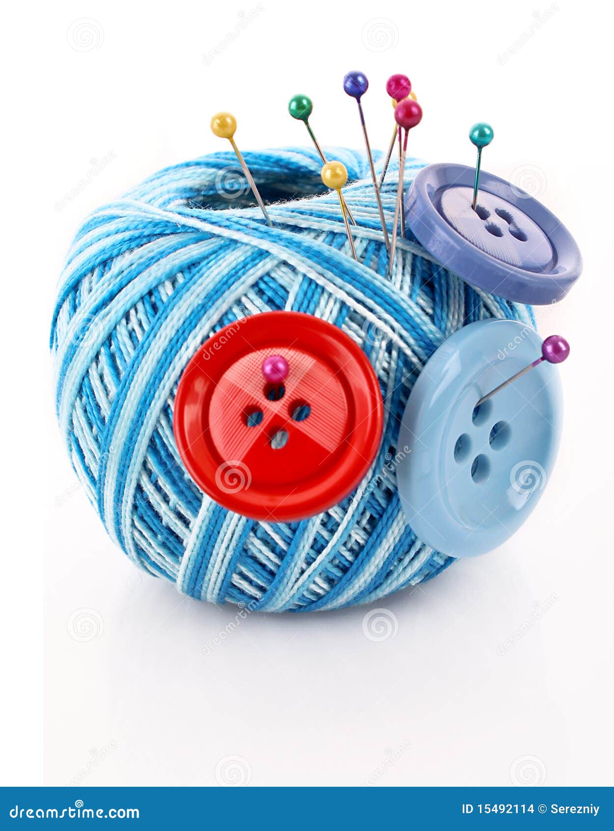 Buttons and Wool Ball Isolated Stock Photo - Image of silk, macro: 15492114