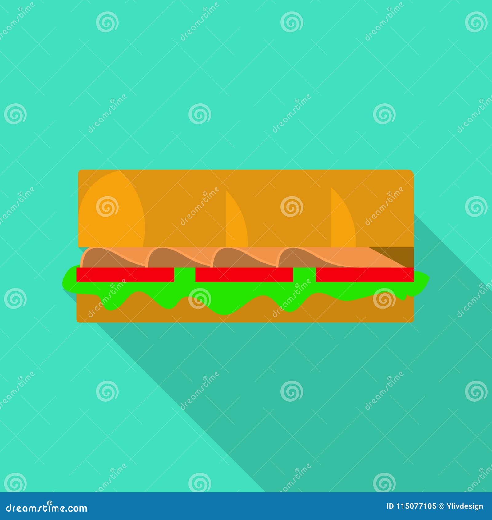 Butty icon, flat style stock vector. Illustration of onion - 115077105
