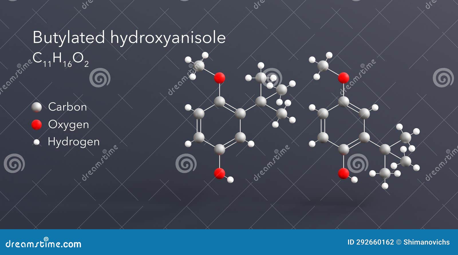 Butylated Hydroxyanisole Molecular Structure, 3d Model Molecule, E320 ...