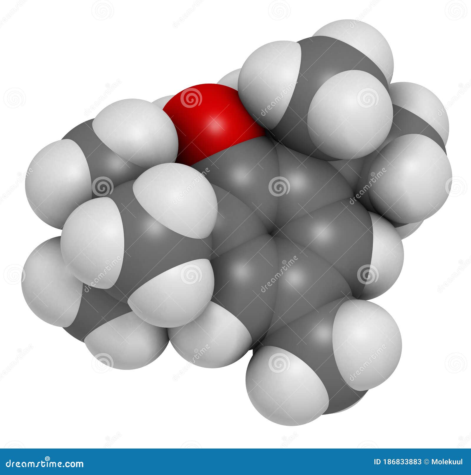 Butylated Hydroxytoluene (BHT) Antioxidant Molecule. Atoms are ...