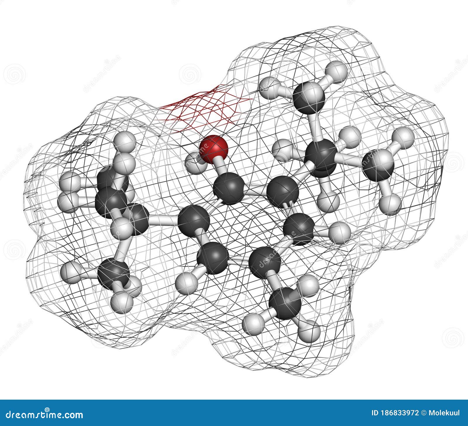 Butylated Hydroxytoluene (BHT) Antioxidant Molecule. Atoms are ...