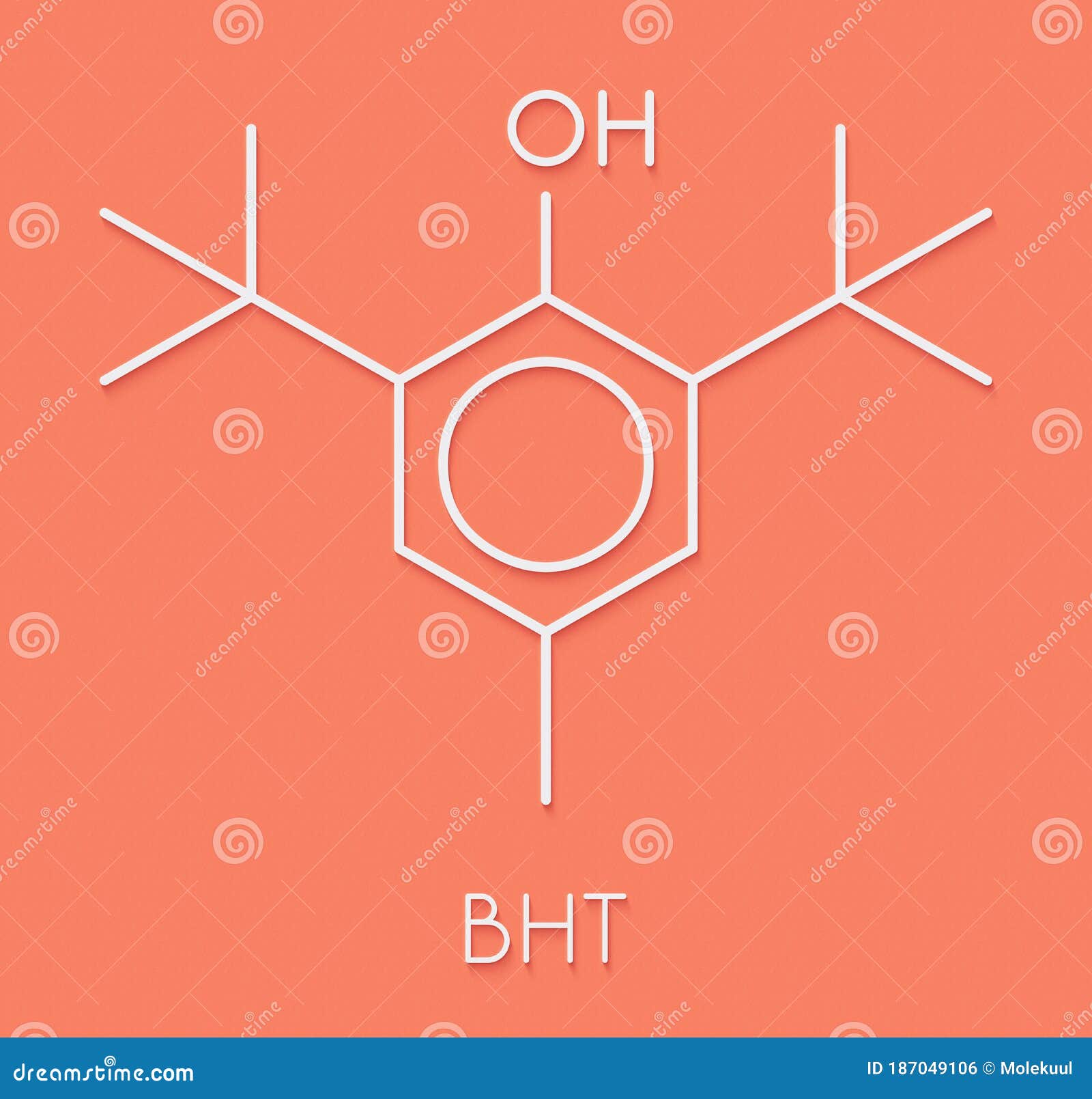 Butylated Hydroxytoluene BHT Antioxidant Molecule. Stylized 2D ...