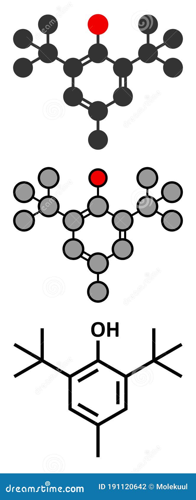 Butylated Hydroxytoluene BHT Antioxidant Molecule. Stylized 2D ...