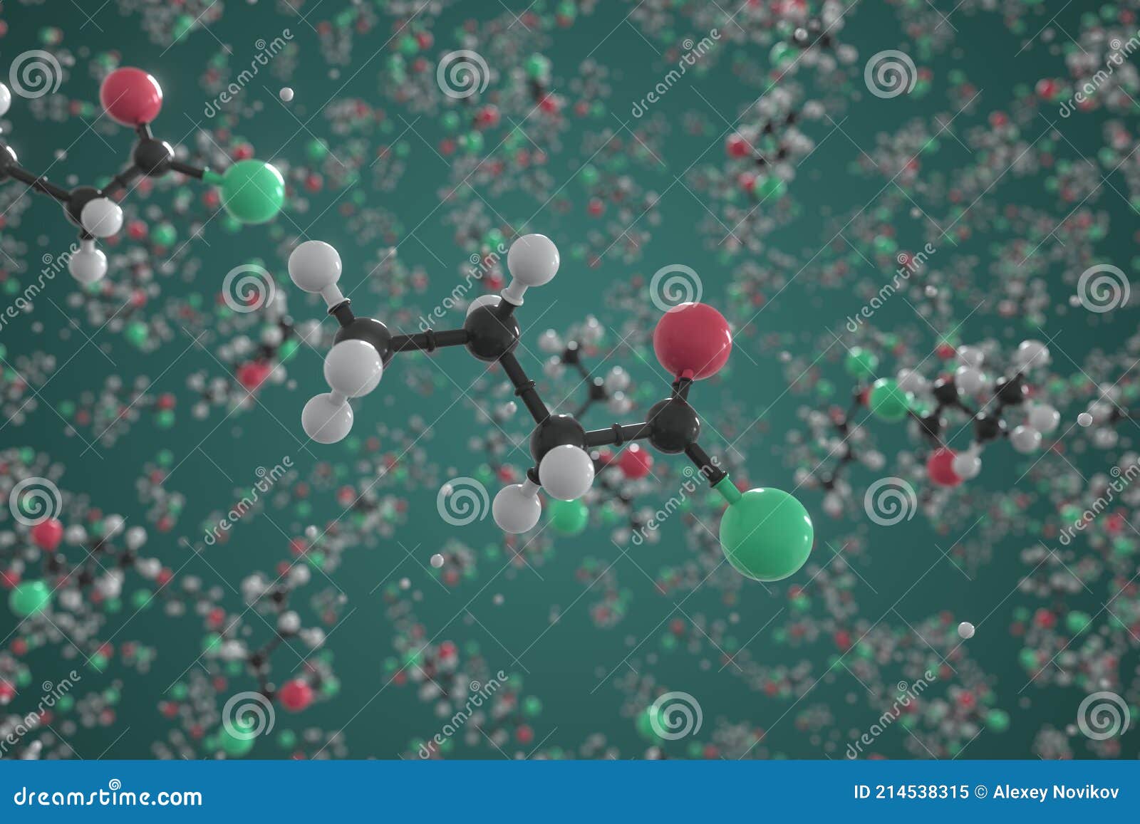 Butyryl Chloride Molecule. Ball-and-stick Molecular Model. Chemistry ...