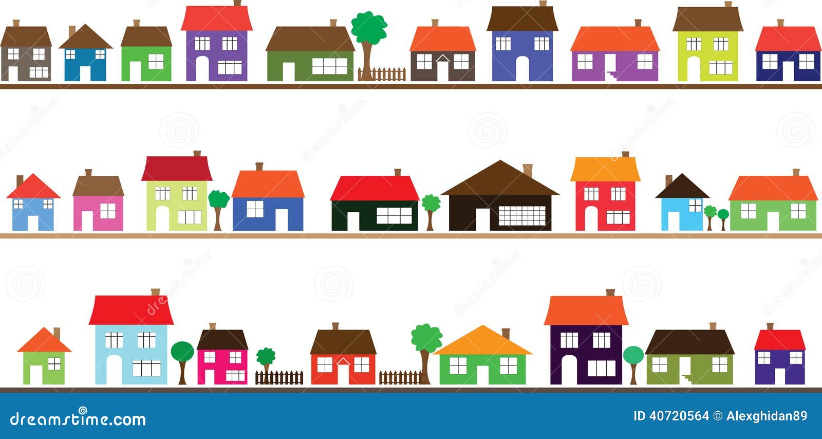 Buurt Met Kleurrijke Huizen Vector Illustratie - Illustration of vector ...
