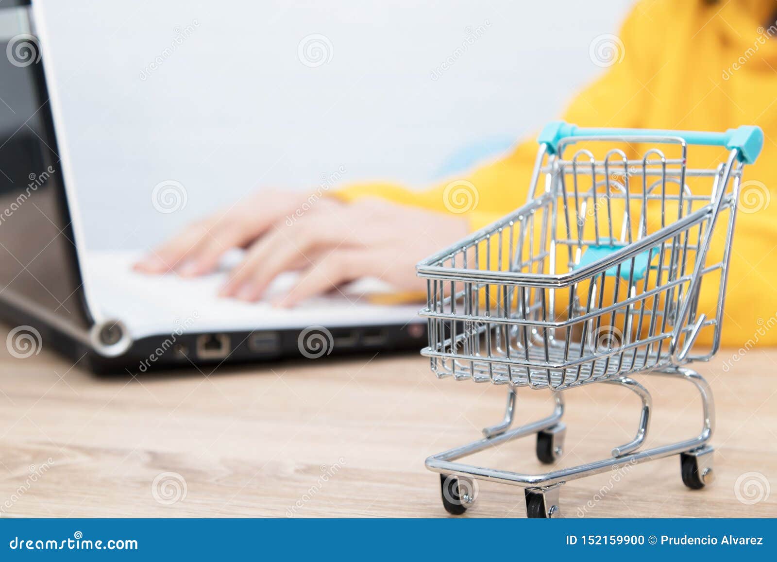 Buy cart with computer stock photo. Image of home, commerce - 152159900