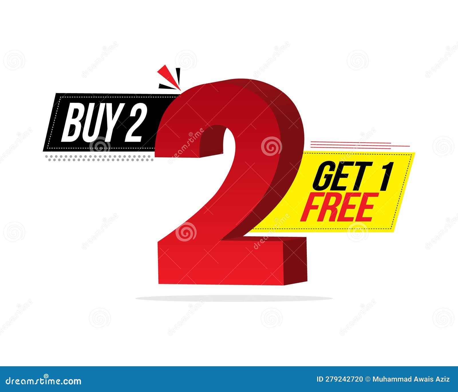 Buy 2 Get 1 Free Tag Design Template Stock Vector - Illustration of ...