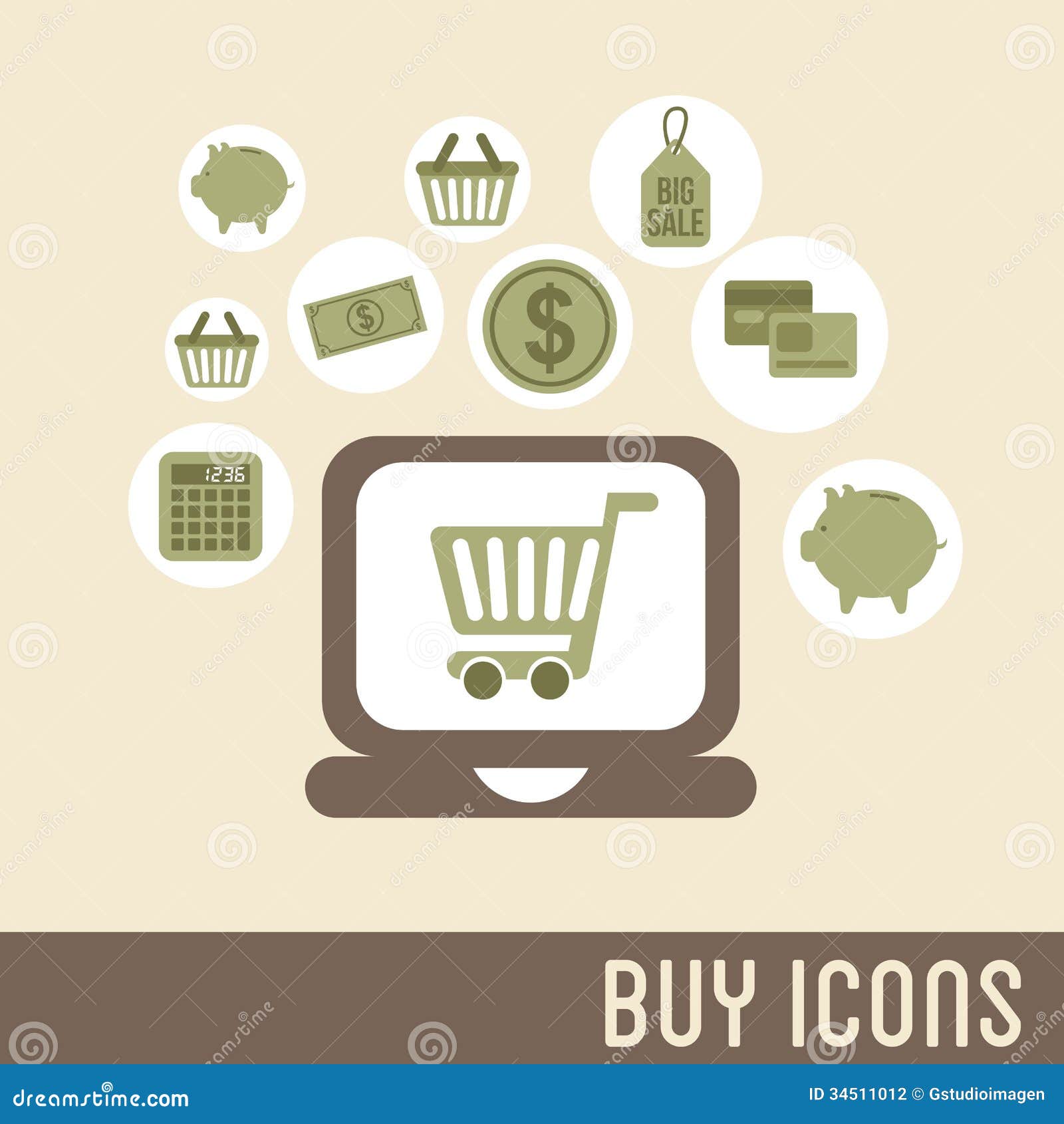 Buy icons stock vector. Illustration of advertising, merchandise - 34511012