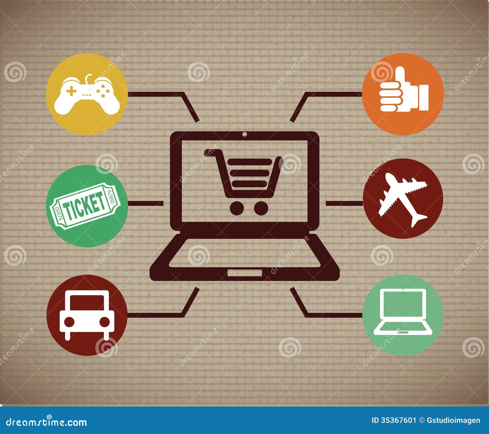 Buy on line stock vector. Illustration of hand, products - 35367601