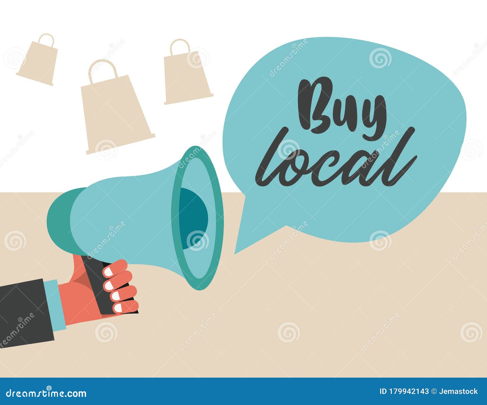 Buy Local Poster with Megaphone and Speech Bubble Stock Vector ...