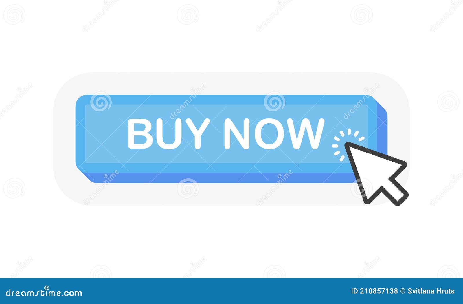 BUY NOW Blue 3D Button with Mouse Pointer Clicking. White Background ...