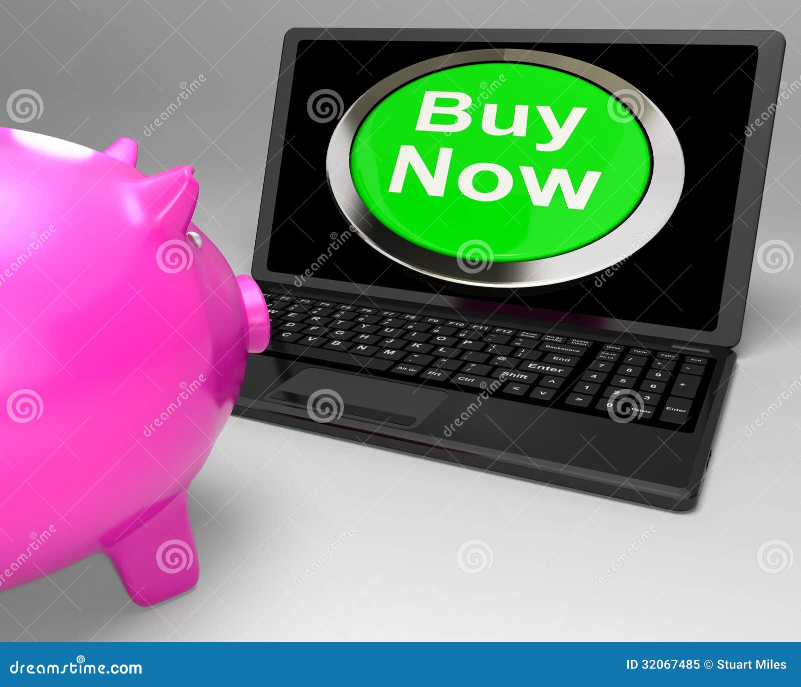 Buy Now Button on Laptop Showing Commerce Stock Illustration ...