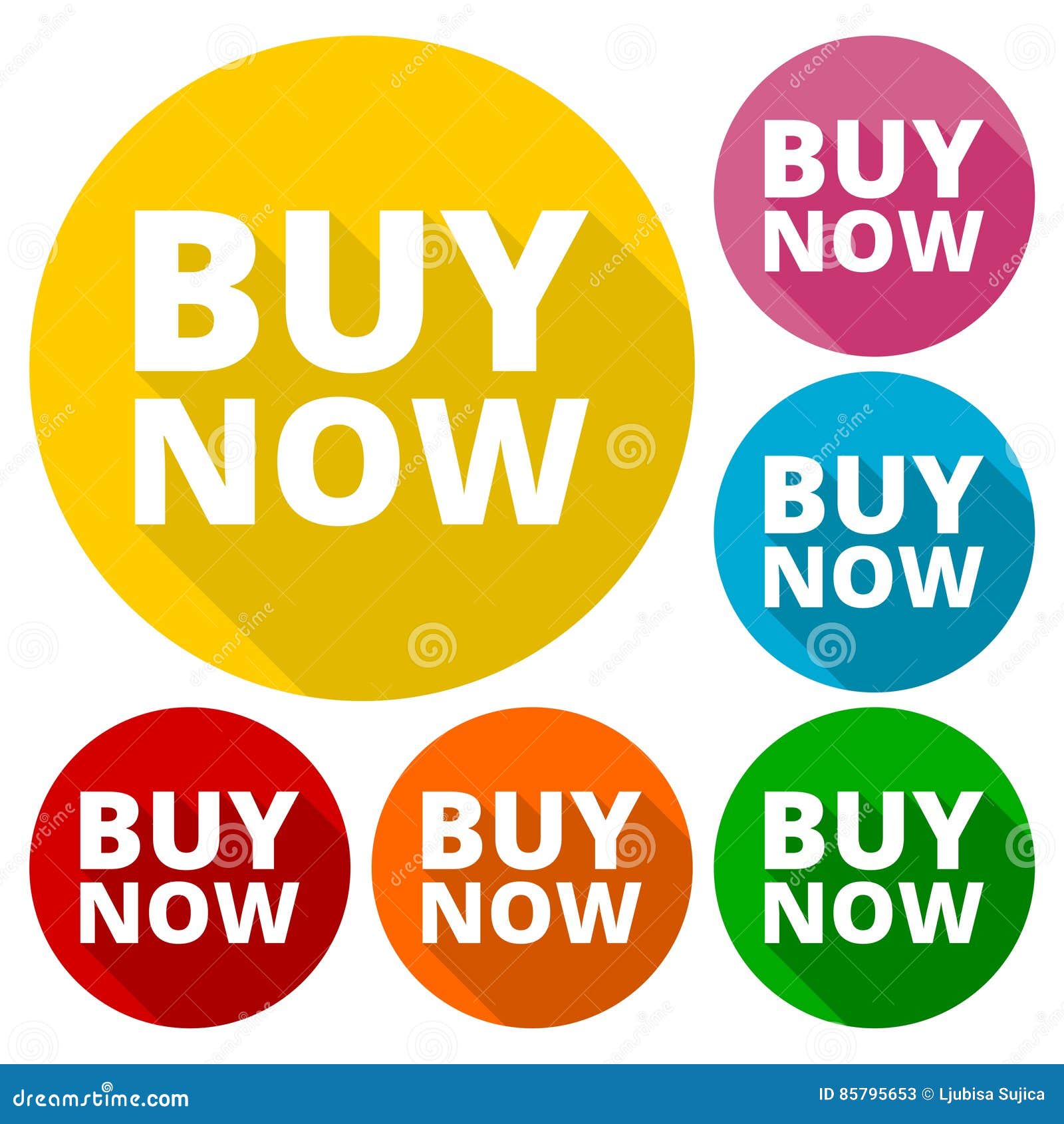 Buy Now Icons Set with Long Shadow Stock Vector - Illustration of ...