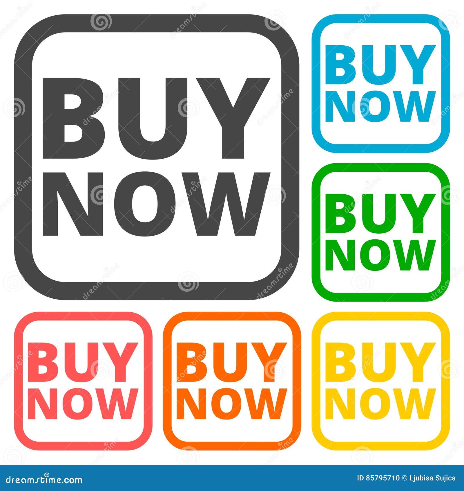 Buy Now icons set stock vector. Illustration of color - 85795710