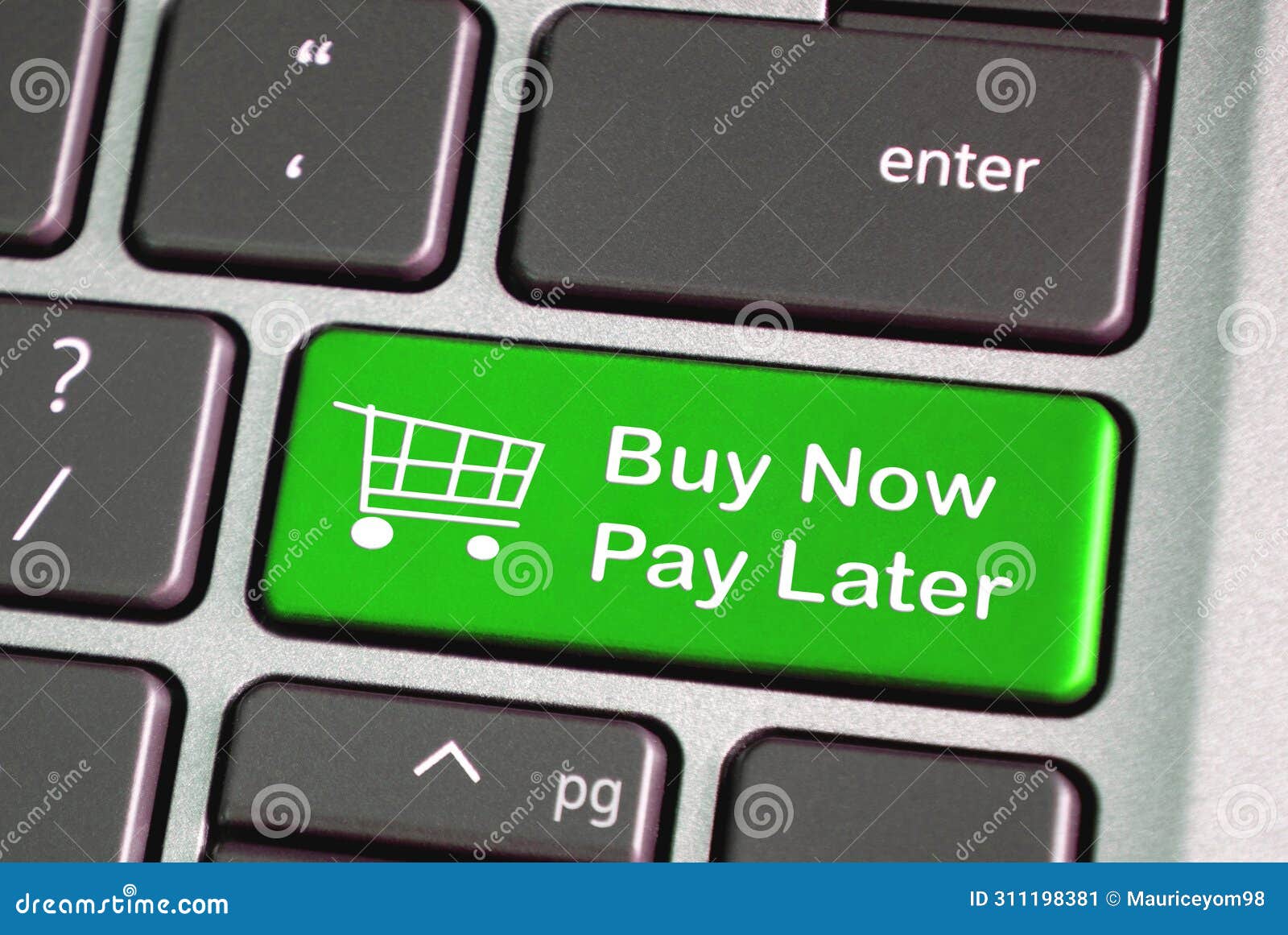 Buy Now Pay Later Text On Green Laptop Keyboard Business And Online
