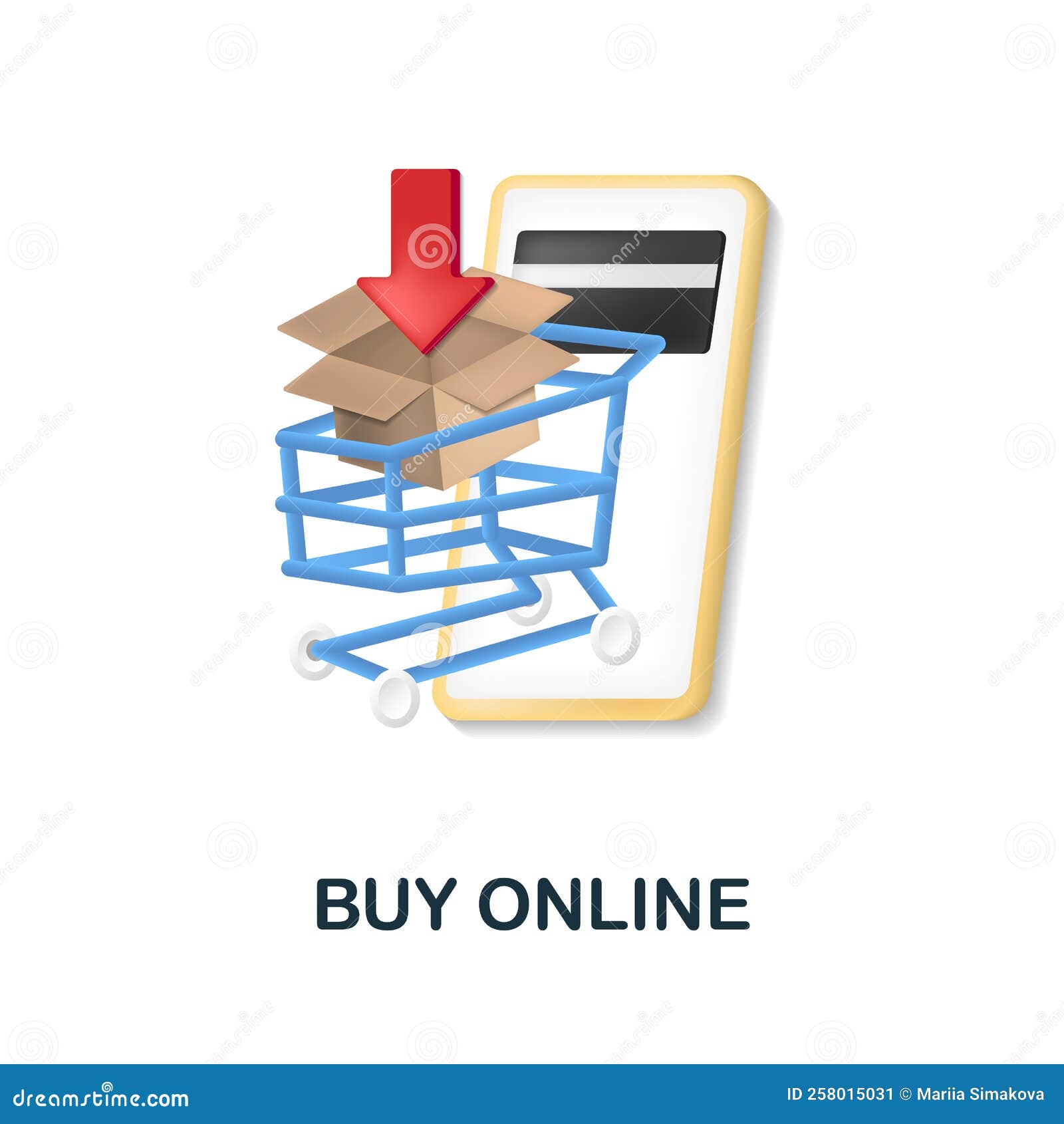 Buy Online Icon. 3d Illustration from E-commerce Collection Stock Vector - Illustration of ...