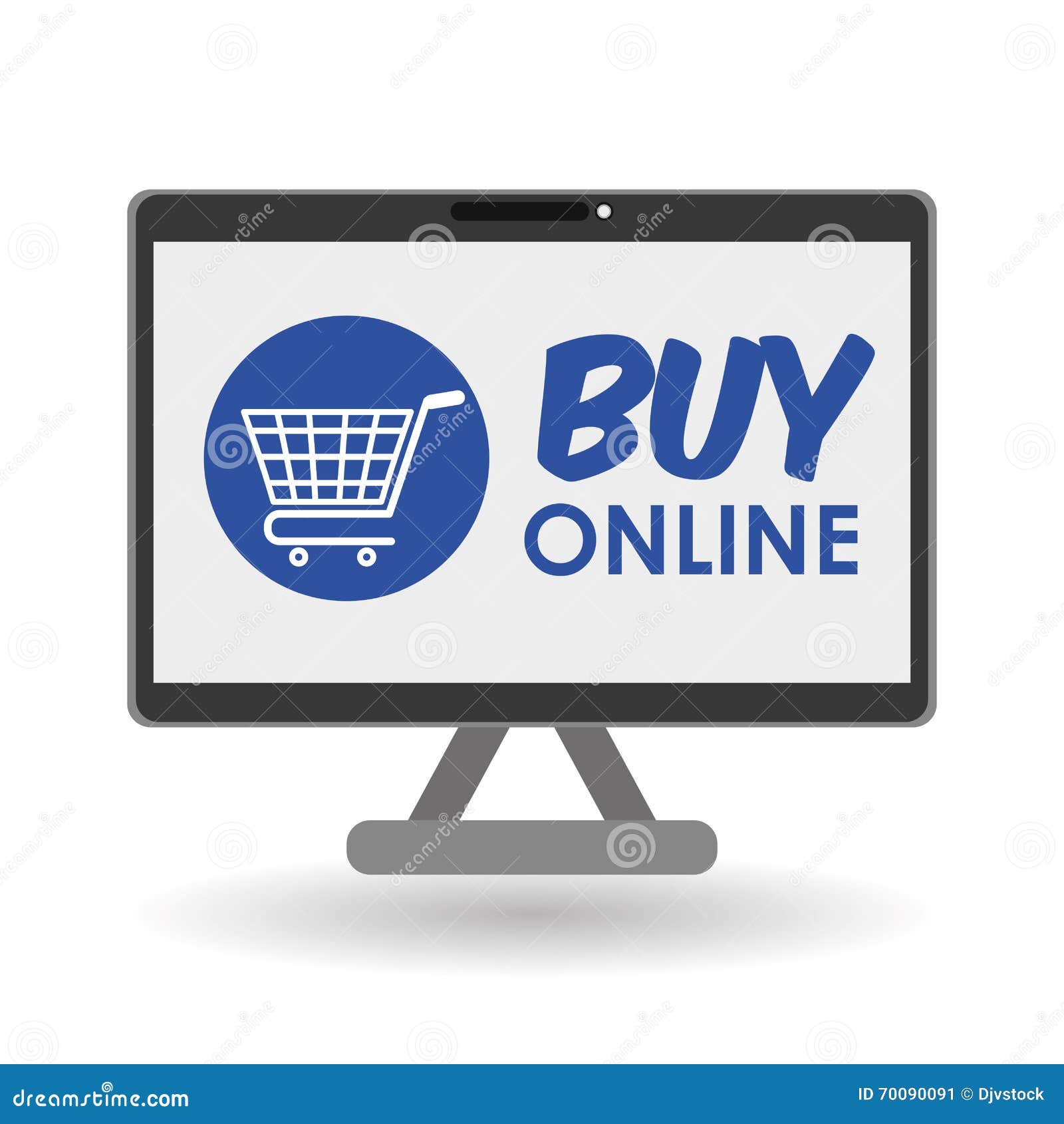 Buy Online Over White Background, Computer Illustration Stock Vector ...