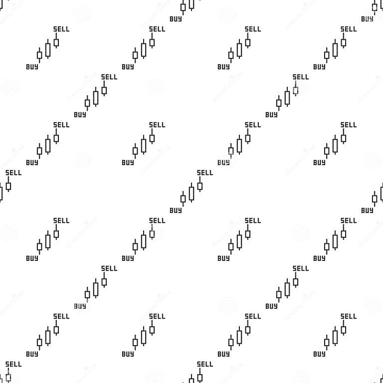 Buy and Sell Candlestick Chart Vector Seamless Pattern in Thin Line ...
