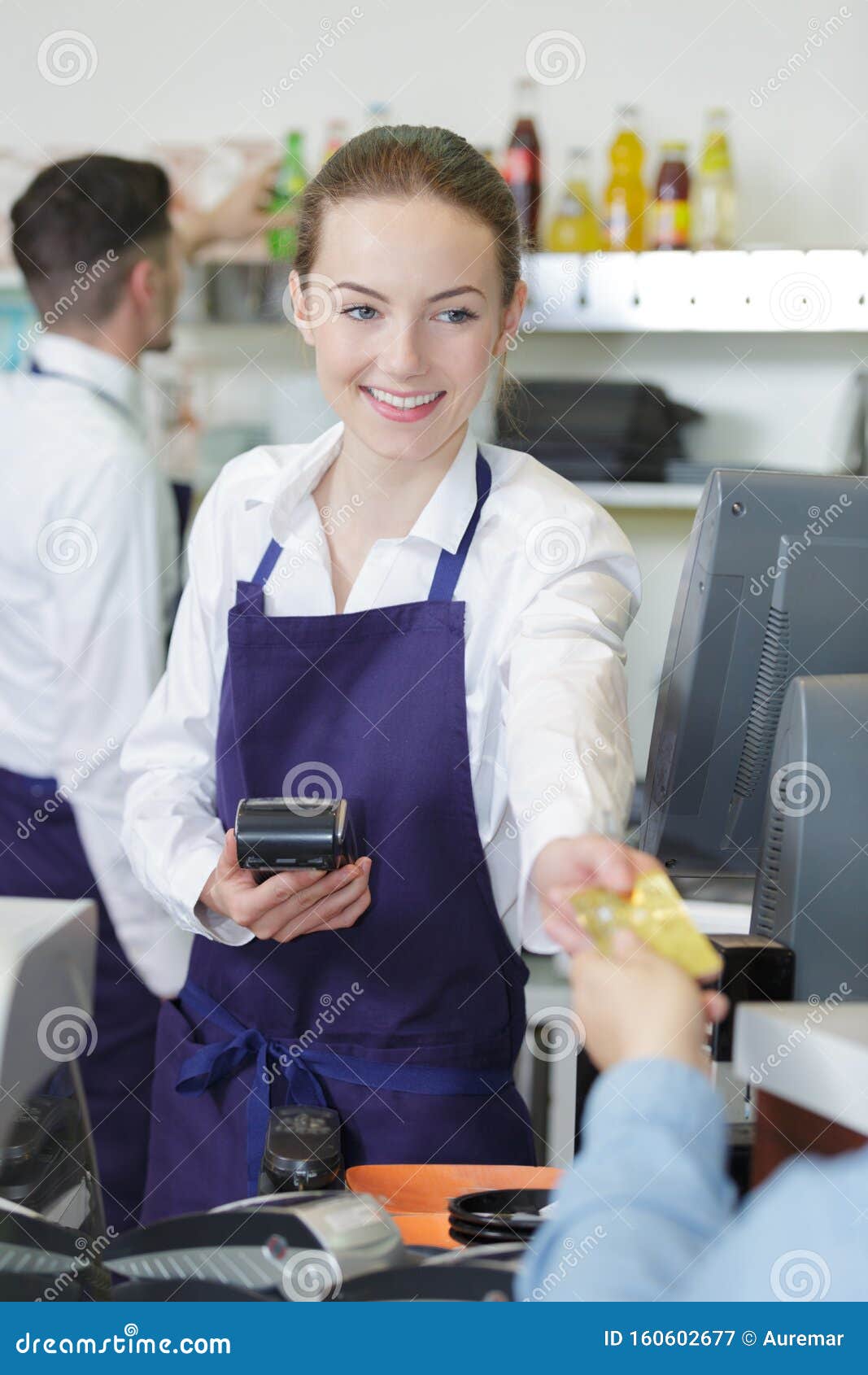 Buyer giving the card stock image. Image of shopper - 160602677