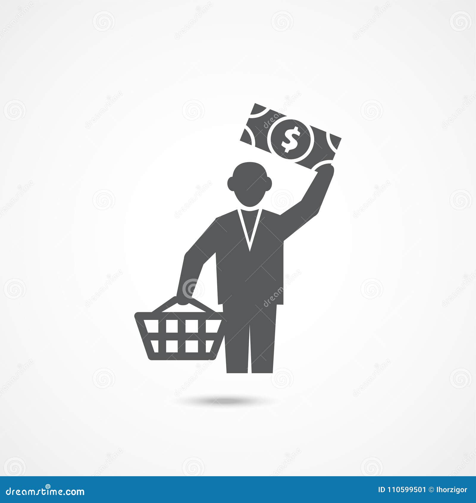 Buyer icon on white stock vector. Illustration of button - 110599501