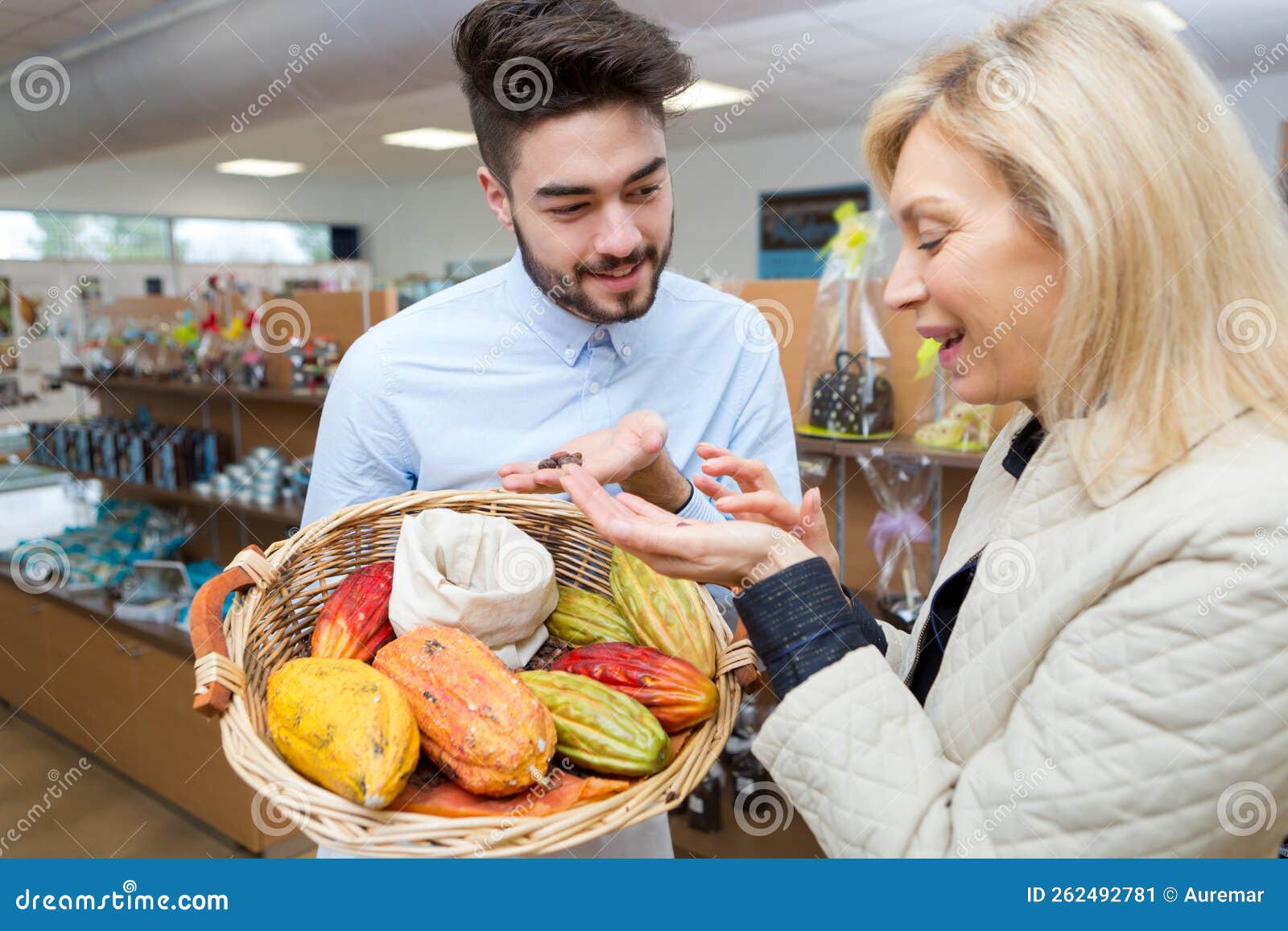 Buying cocoa seed in hand stock image. Image of isolated - 262492781
