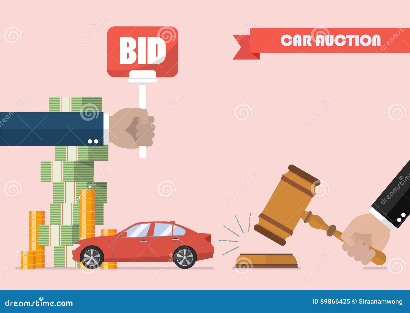 Buying Selling Car from Auction Stock Vector - Illustration of ... Buying Selling Car from Auction Stock Vector - Illustration of ...