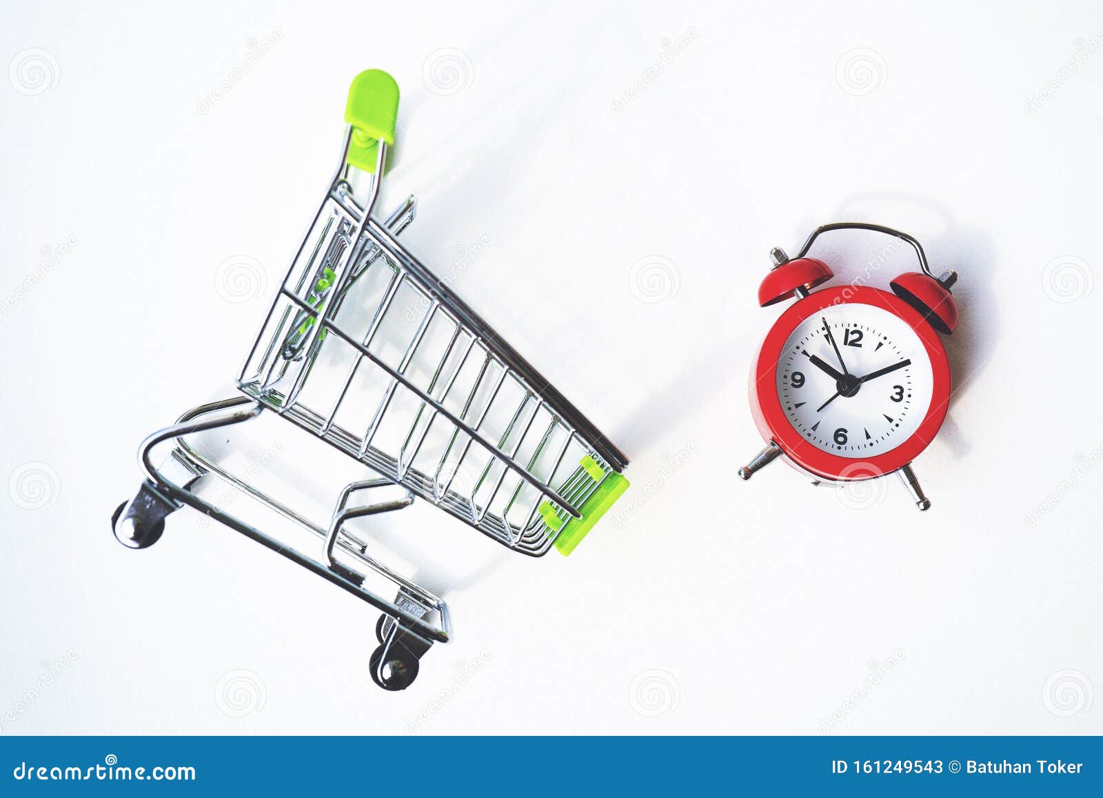 Buying Time Concept with Clock and Shopping Cart Stock Image - Image of ...
