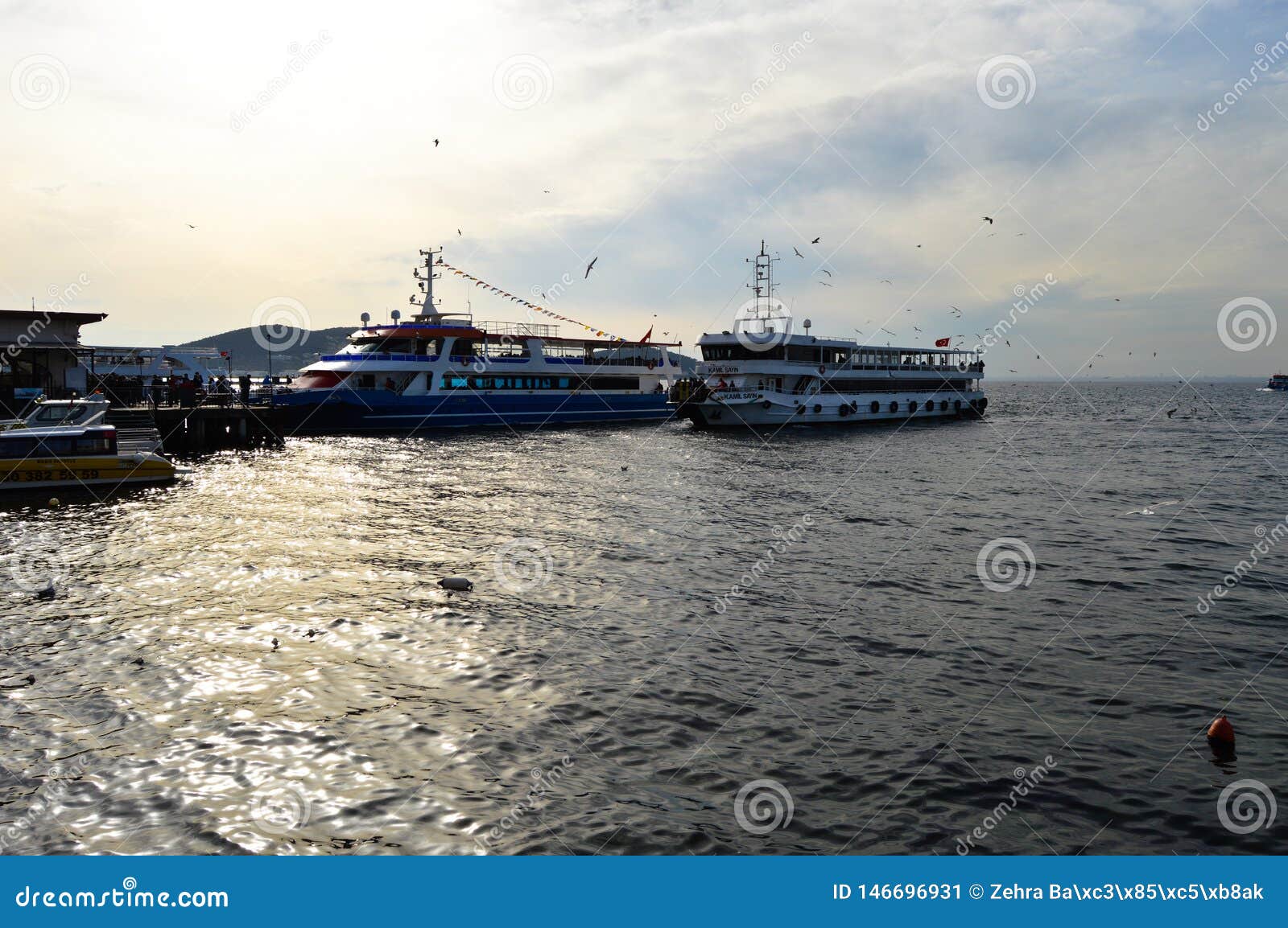 Buyukada Princess Island Pier. People are Boarding a Passenger Ferry ... Buyukada Princess Island Pier. People are Boarding a Passenger Ferry ...
