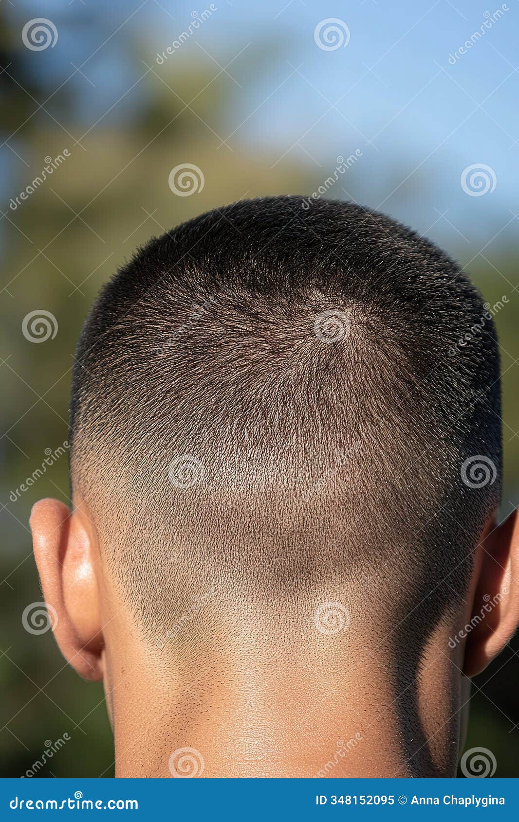 Buzz Cut with Sharp Hairline Showcases Bold Minimalist Style in Outdoor ...