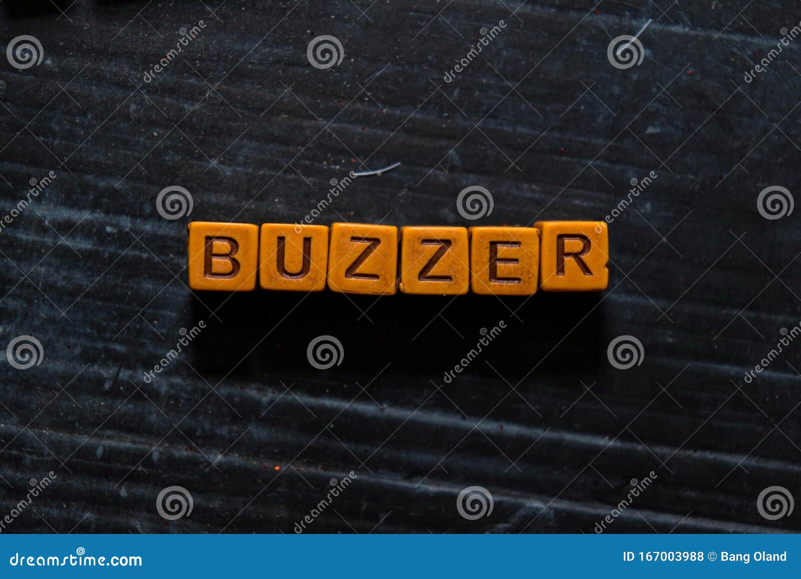 Buzzer on Wooden Cubes. on Table Background Stock Photo - Image of ...