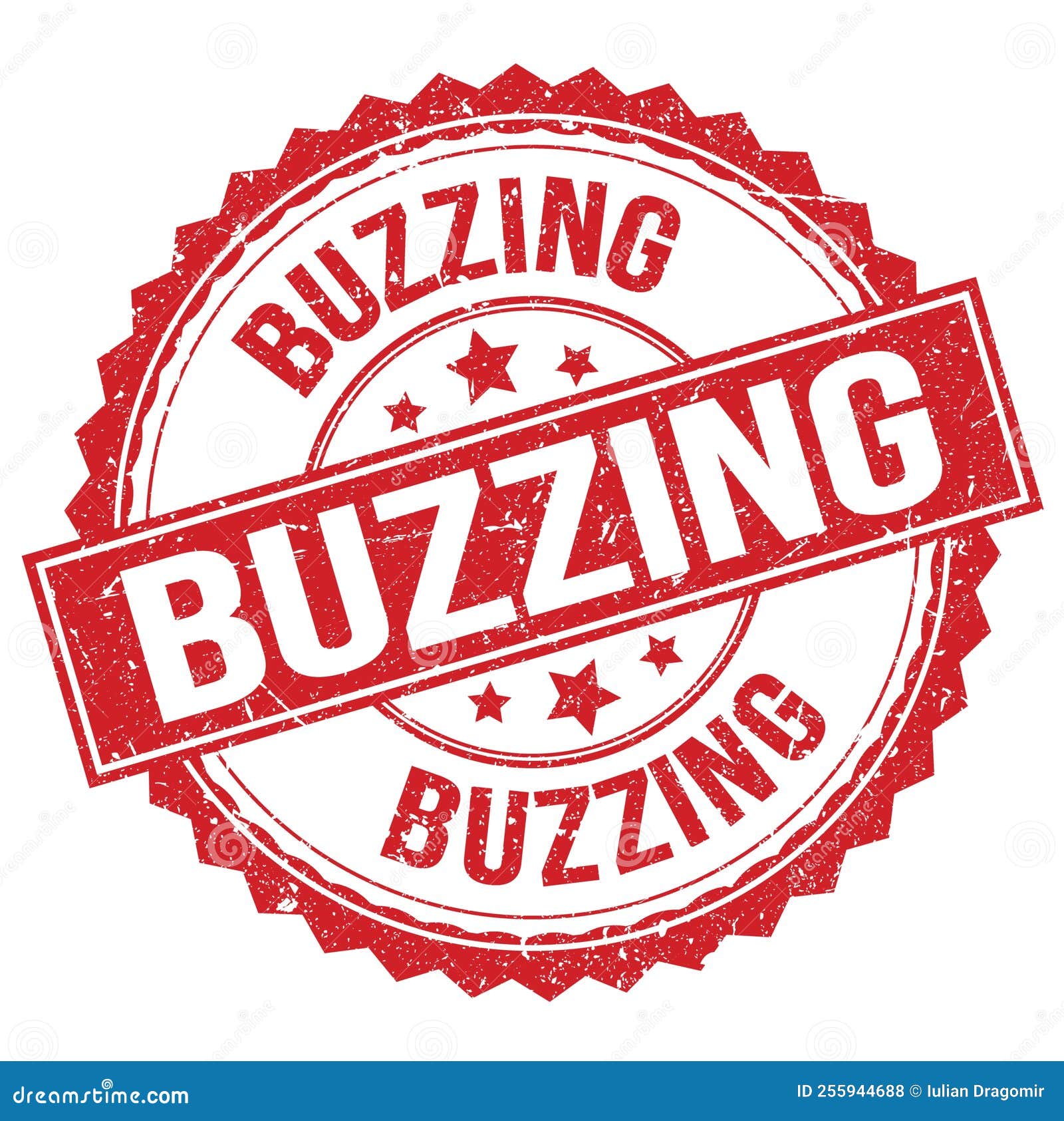 BUZZING Text on Red Round Stamp Sign Stock Illustration - Illustration ...