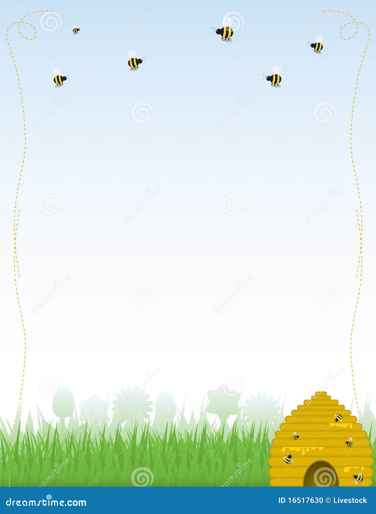 Buzzy Beehive Background/Stationery Vector Illustration | CartoonDealer ...