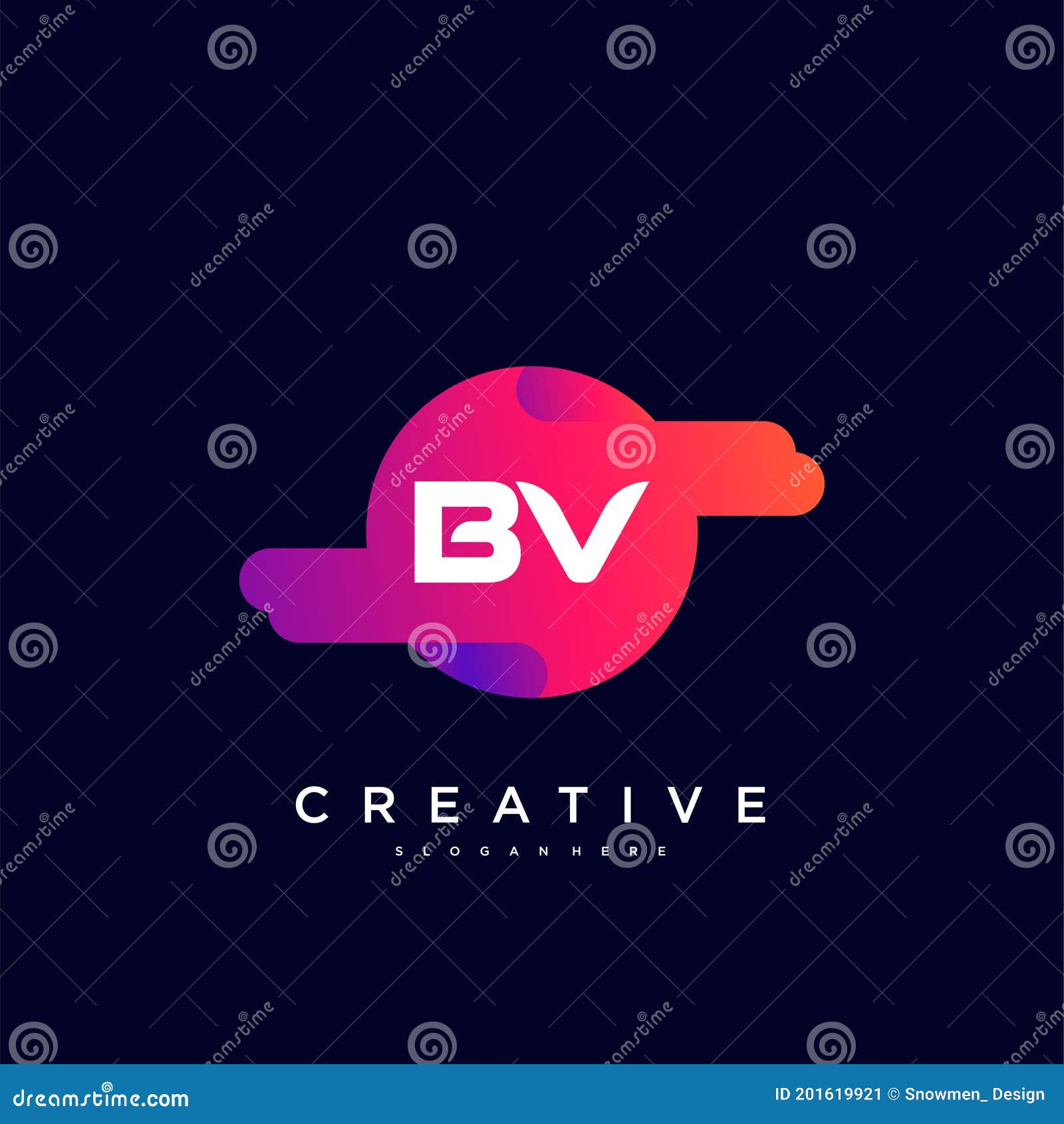 BV Initial Letter Logo Icon Design Template Elements with Wave Colorful ...