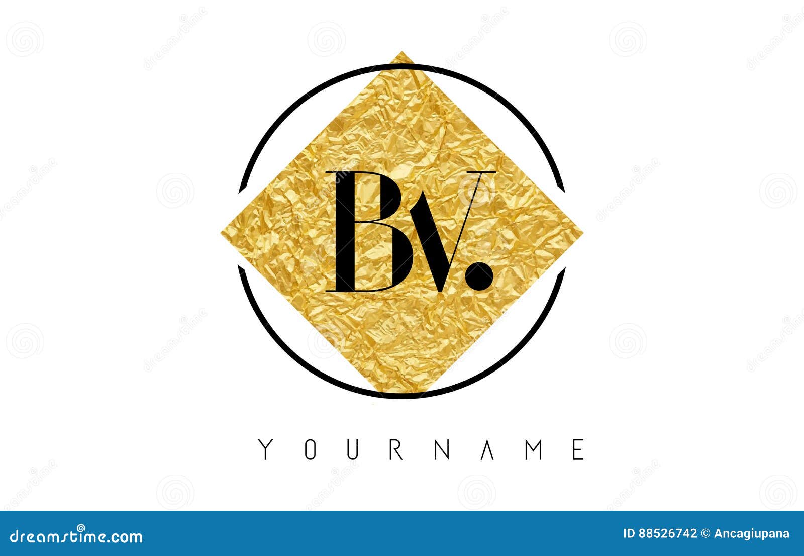 BV Letter Logo with Golden Foil Texture. Stock Vector - Illustration of ...