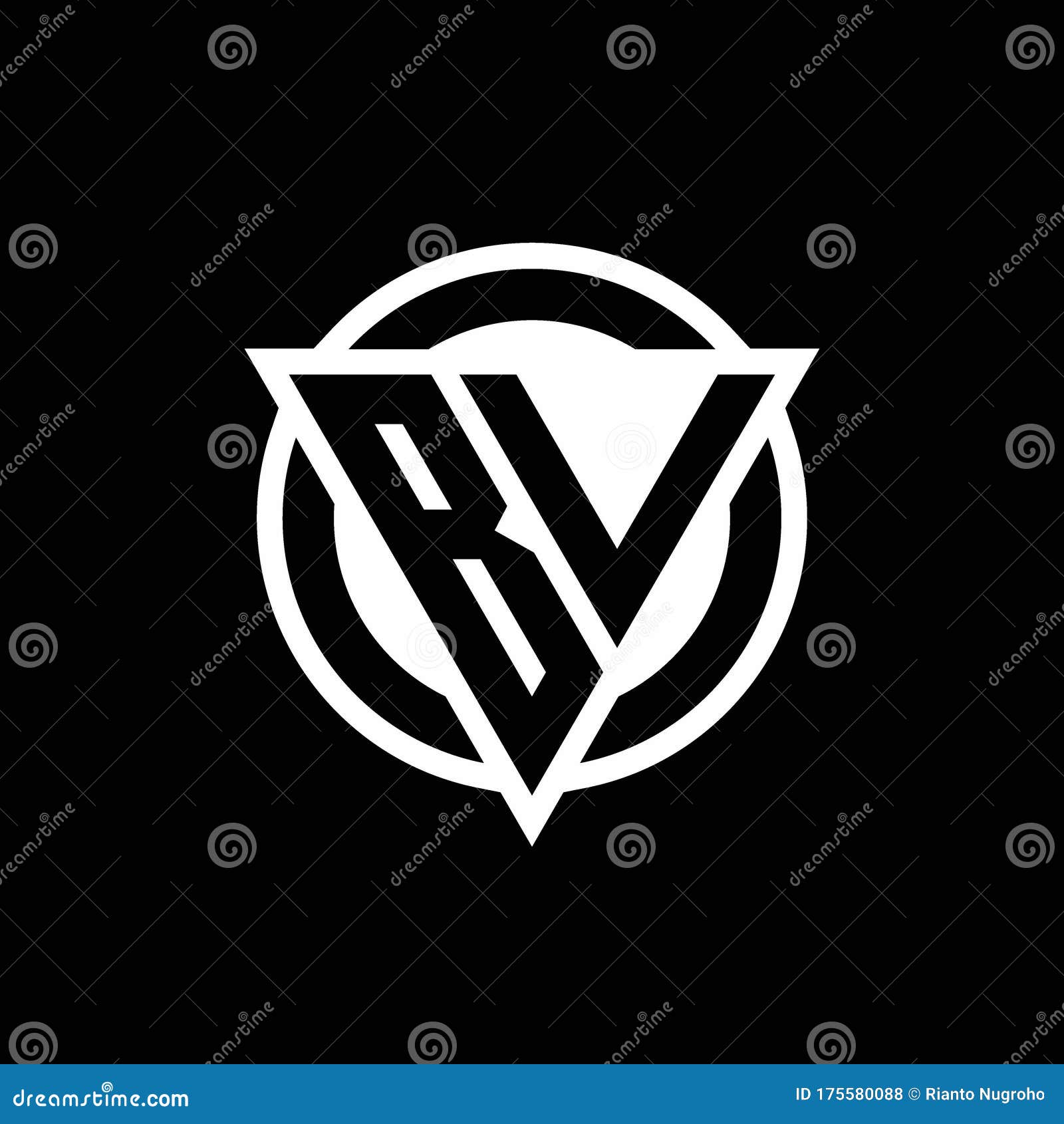 BV Logo with Negative Space Triangle Shape and Circle Rounded Stock ...