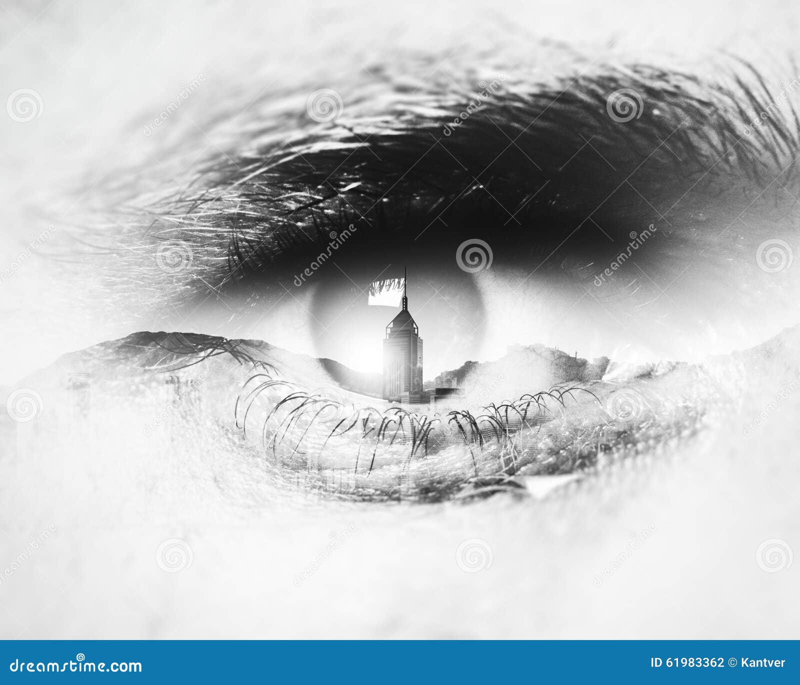 Bw Close-up of Human Eye with Visual Effects Stock Photo - Image of ...