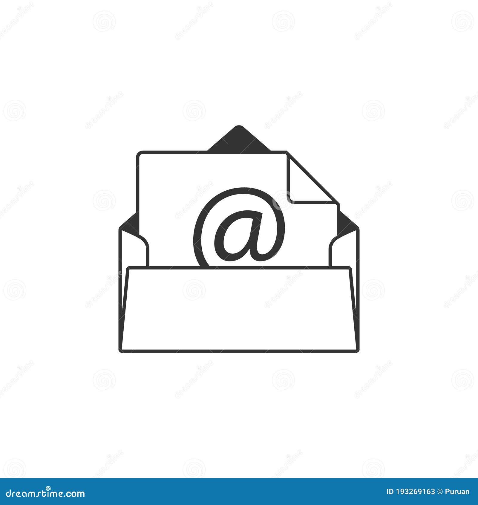 BW icon - Email stock vector. Illustration of chat, flat - 193269163