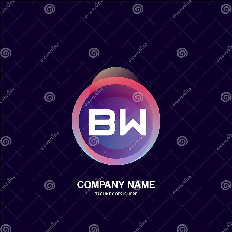 BW Initial Logo with Colorful Circle Template Vector Stock Vector ...