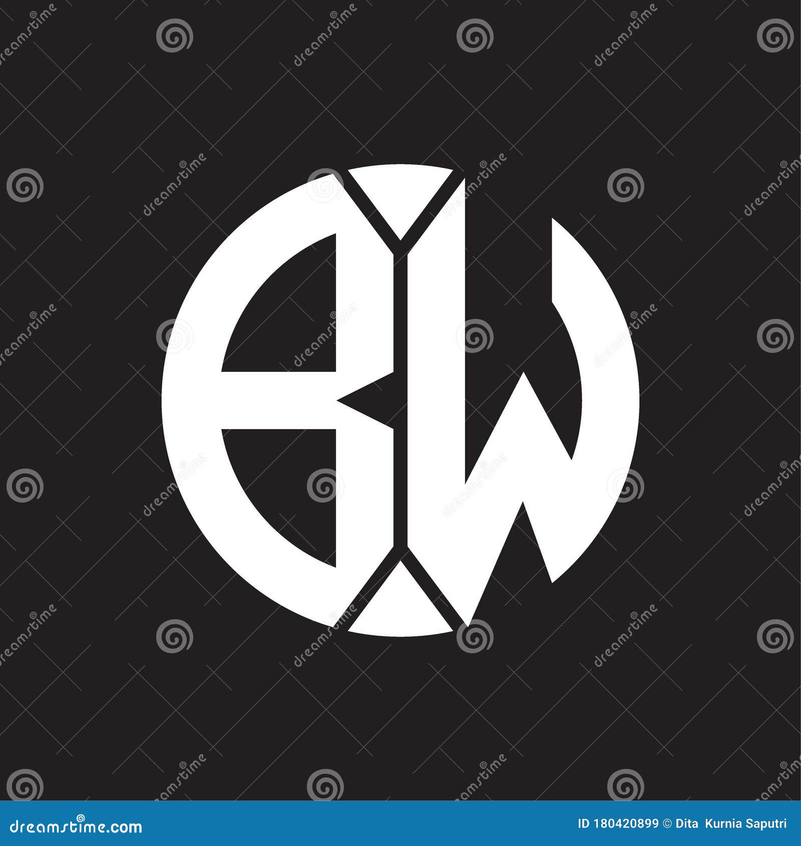 BW Logo Monogram with Piece Circle Ribbon Style Stock Vector ...