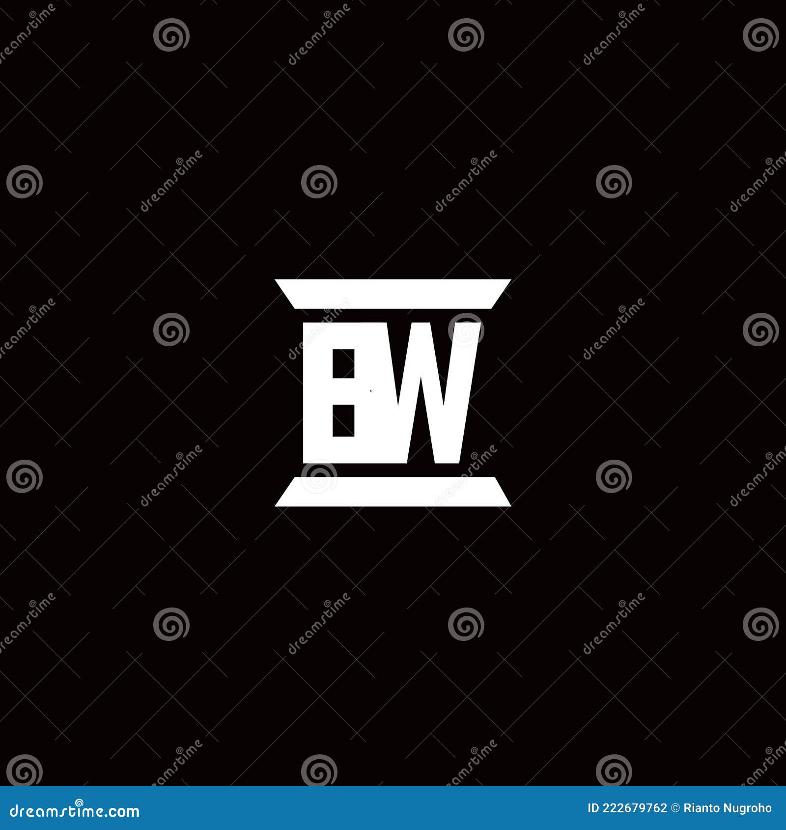 BW Logo Monogram with Pillar Shape Designs Template Stock Vector ...