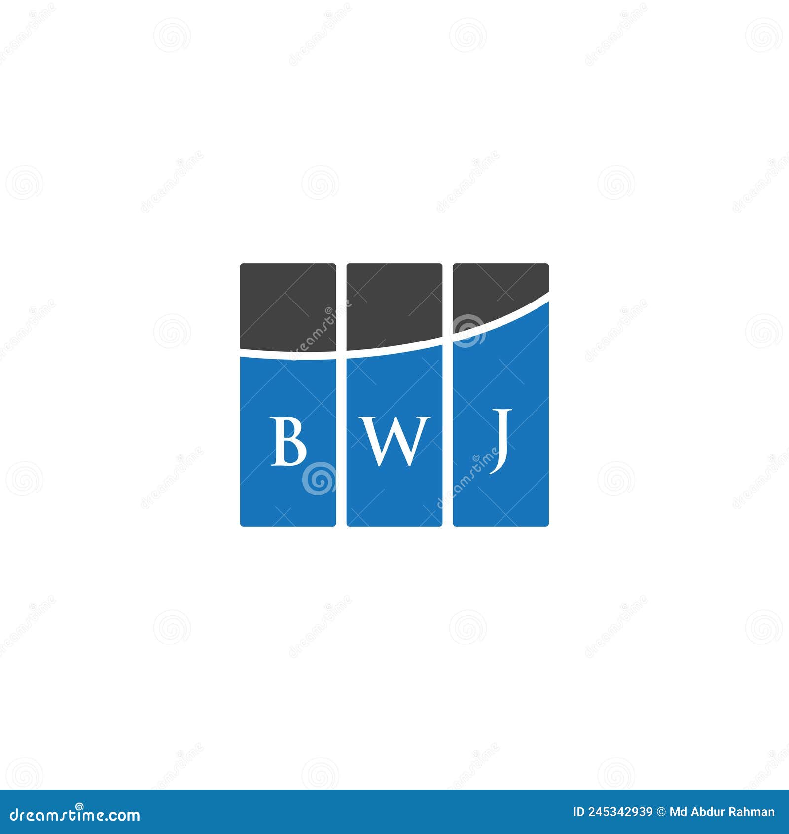 BWJ Letter Logo Design on BLACK Background. BWJ Creative Initials ...