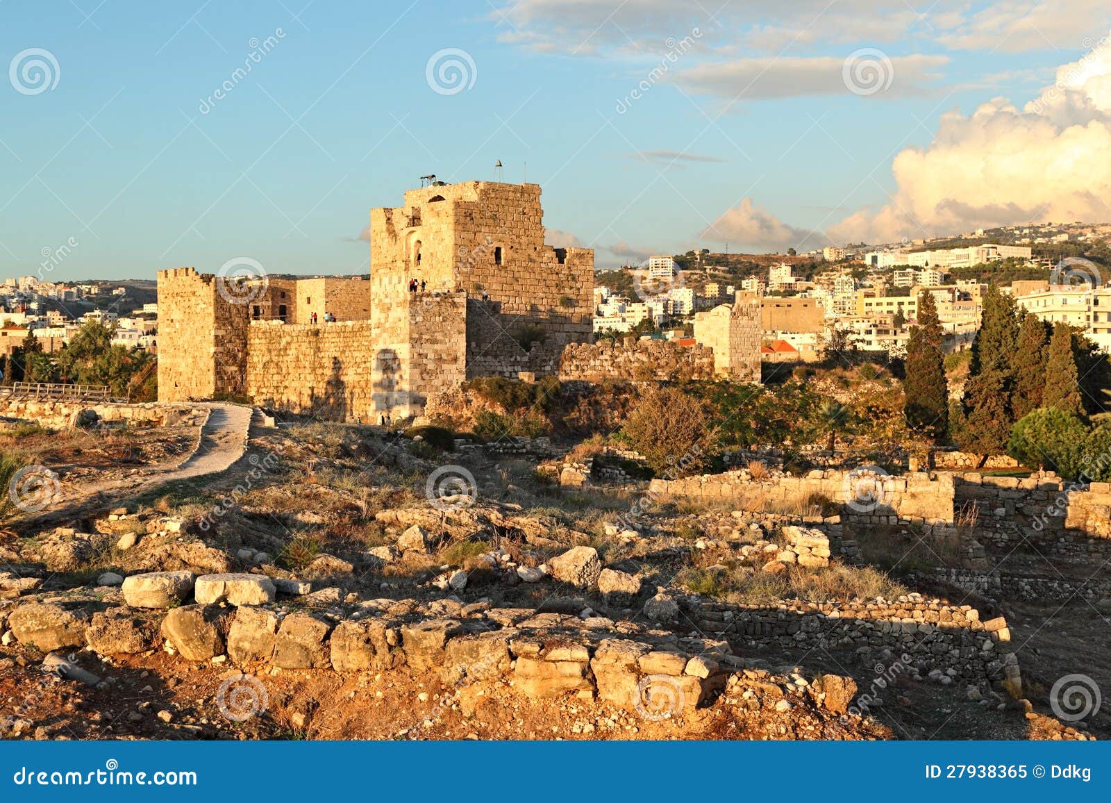 Byblos Crusader Castle at Sunset, Lebanon Stock Image - Image of ...