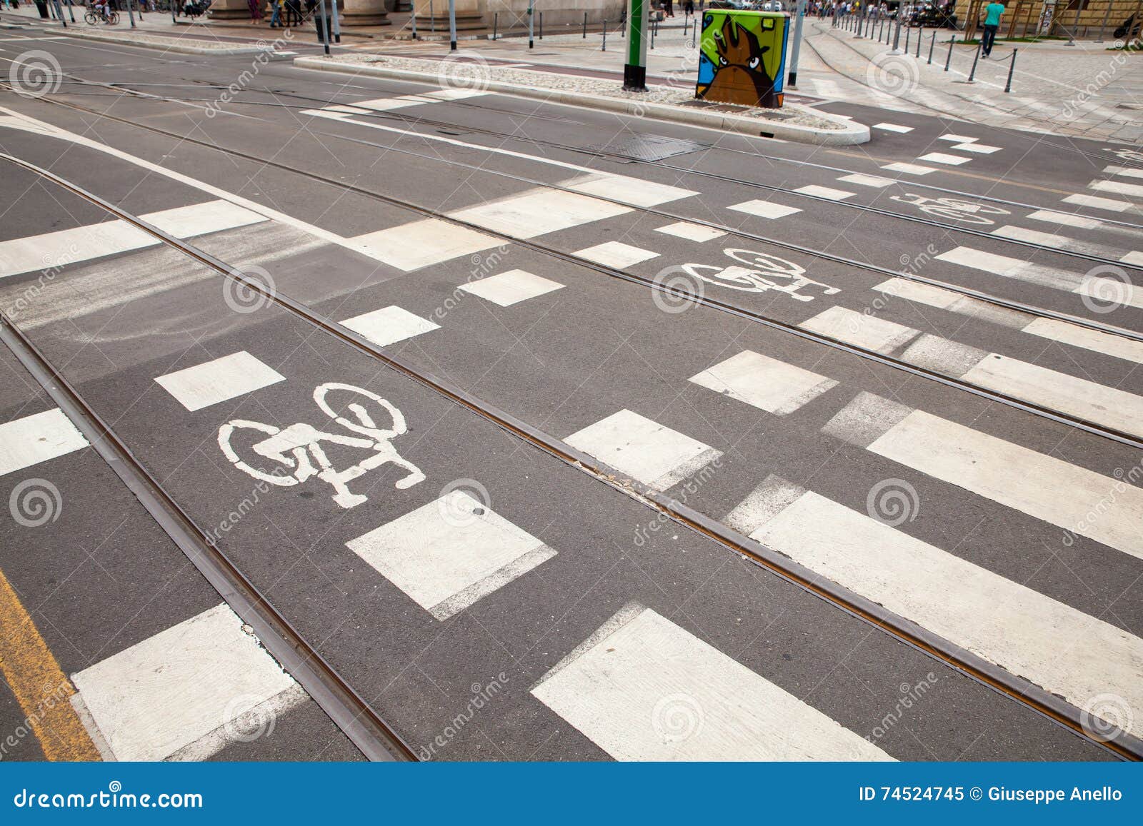 Bycicle path in Milan stock image. Image of drive, environmental - 74524745