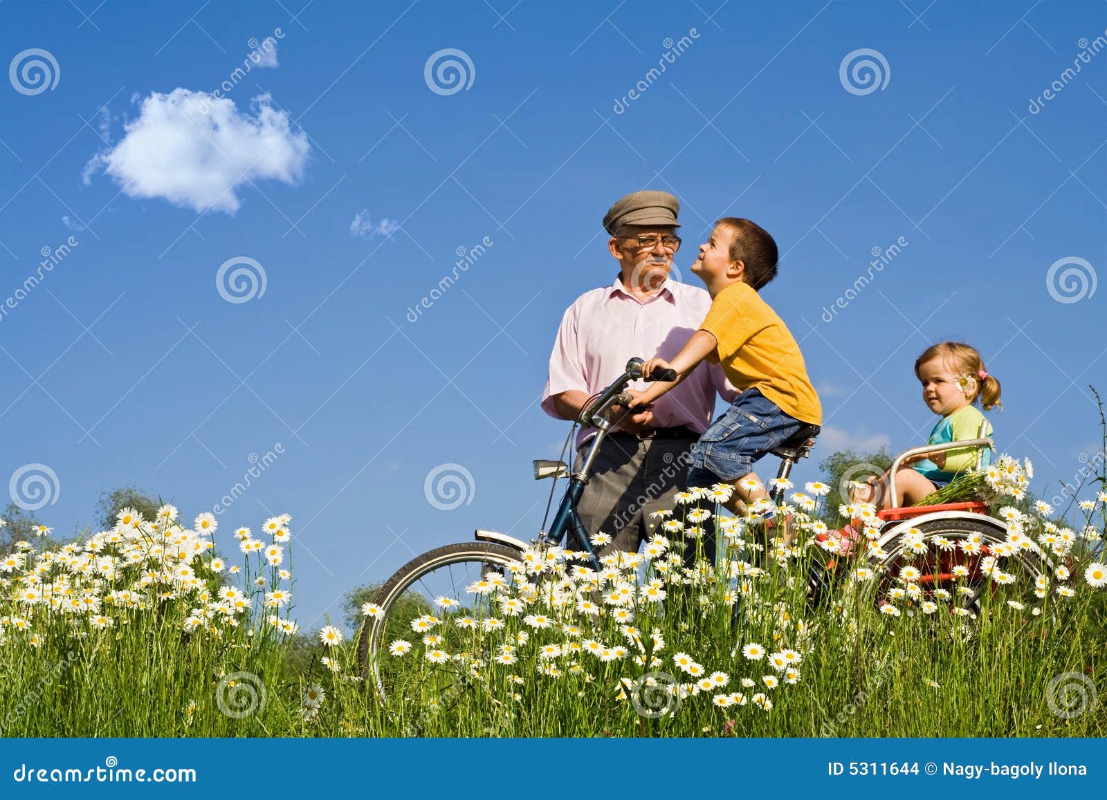Bycycle Ride with Grandpa in the Spring Stock Photo - Image of grandpa ...