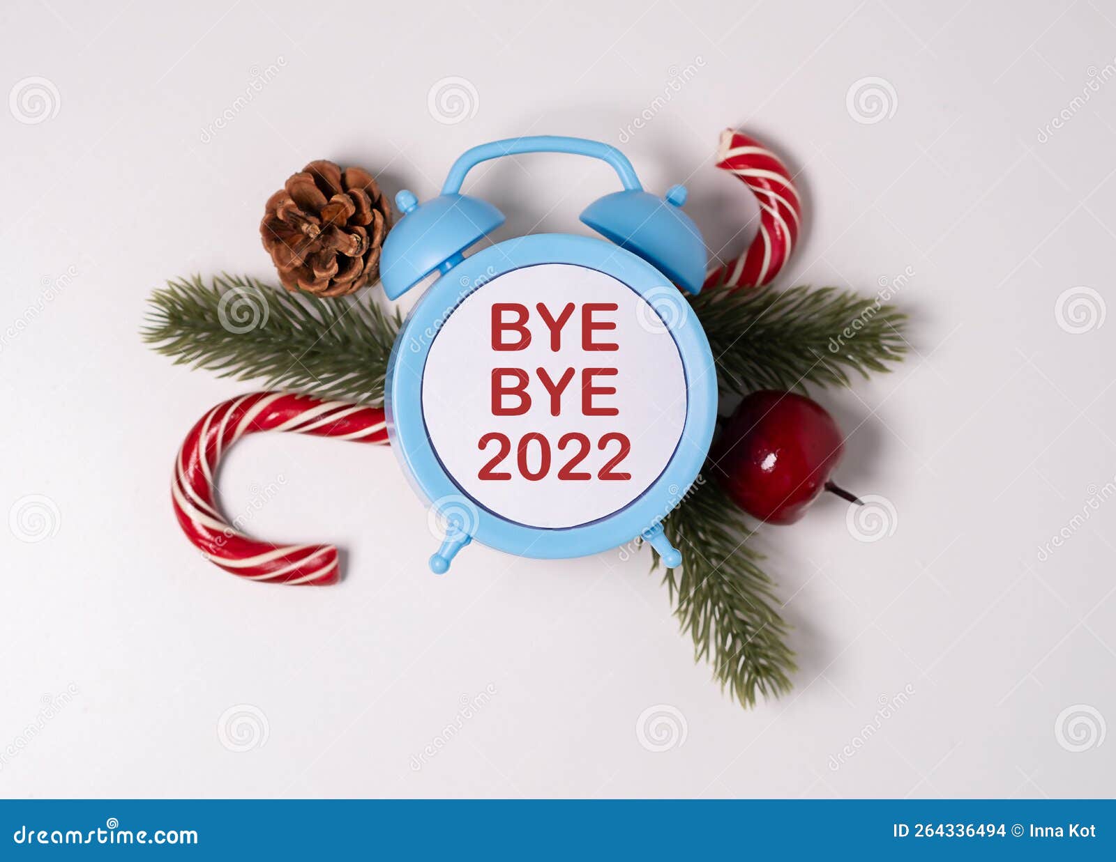 Bye Bye 2022 Alphabet Letters and Christmas Decoration on White ...