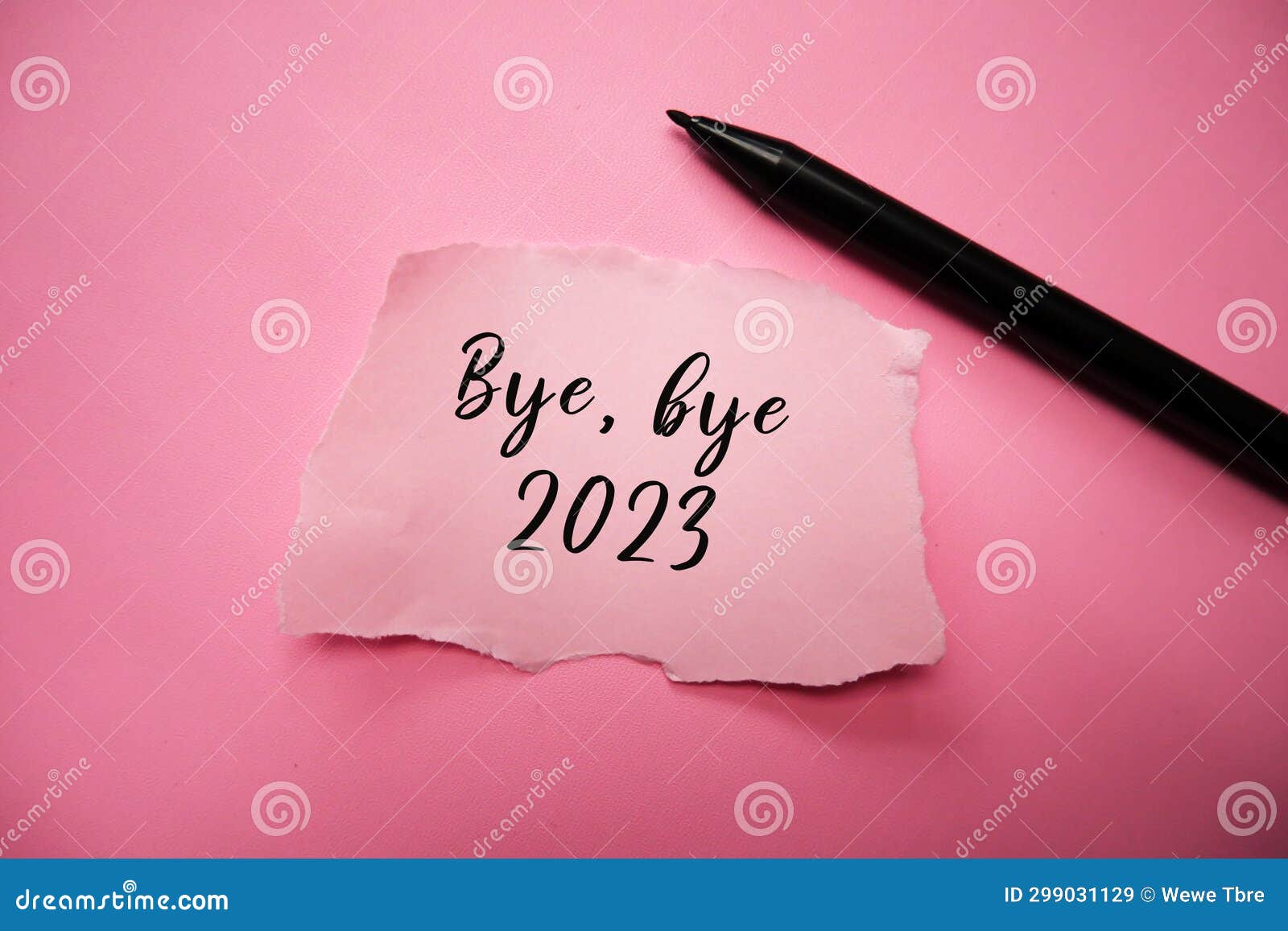 BYE, BYE 2023 Words on a Piece of Note Paper on a Pink Background ...