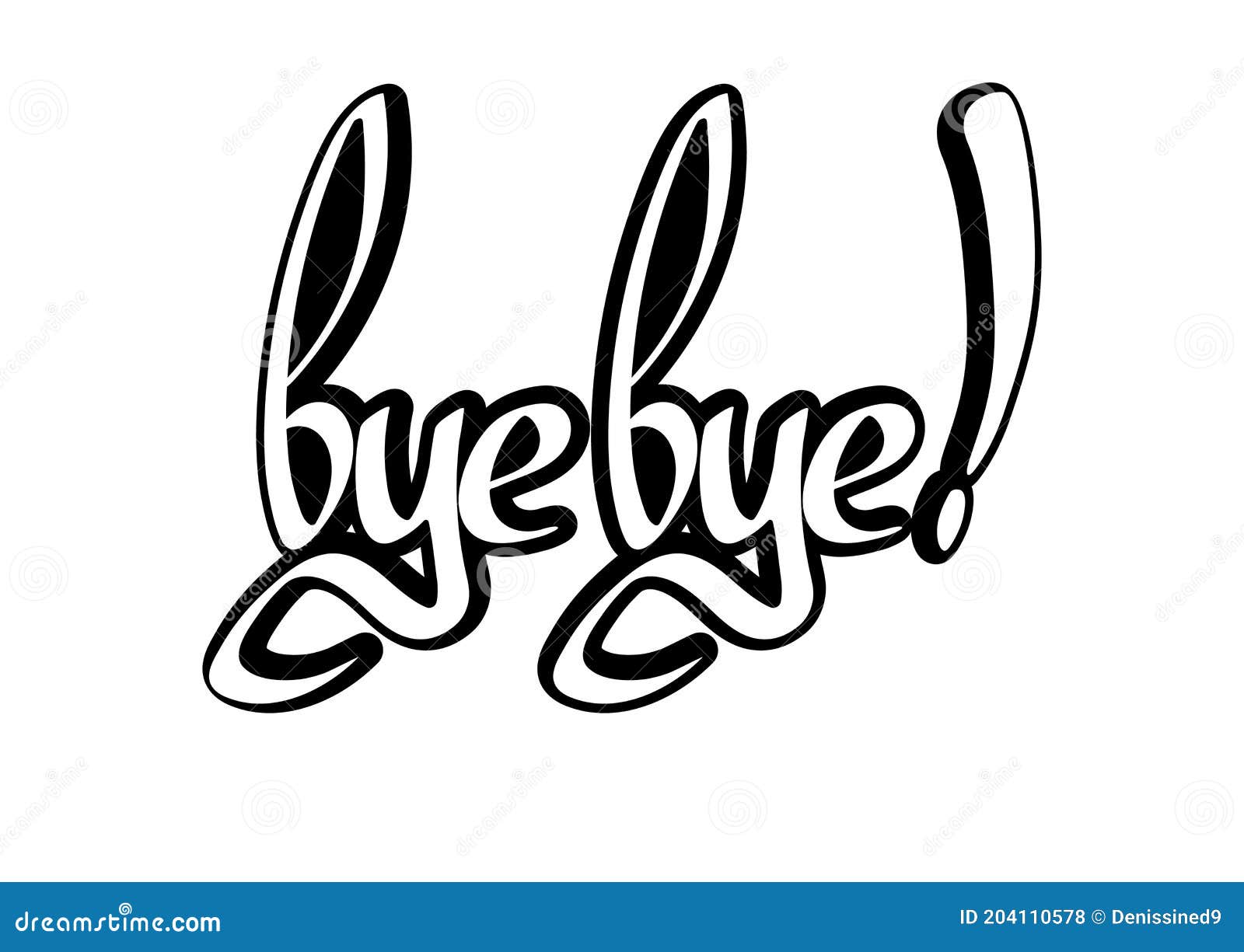Bye, Isolated Calligraphy Lettering, Word Design Template, Vector ...