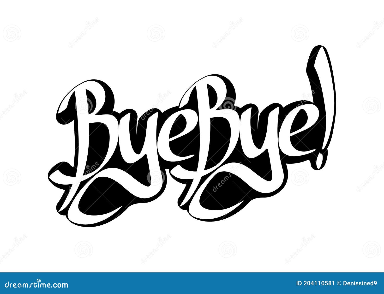Bye, Isolated Calligraphy Lettering, Word Design Template, Vector ...