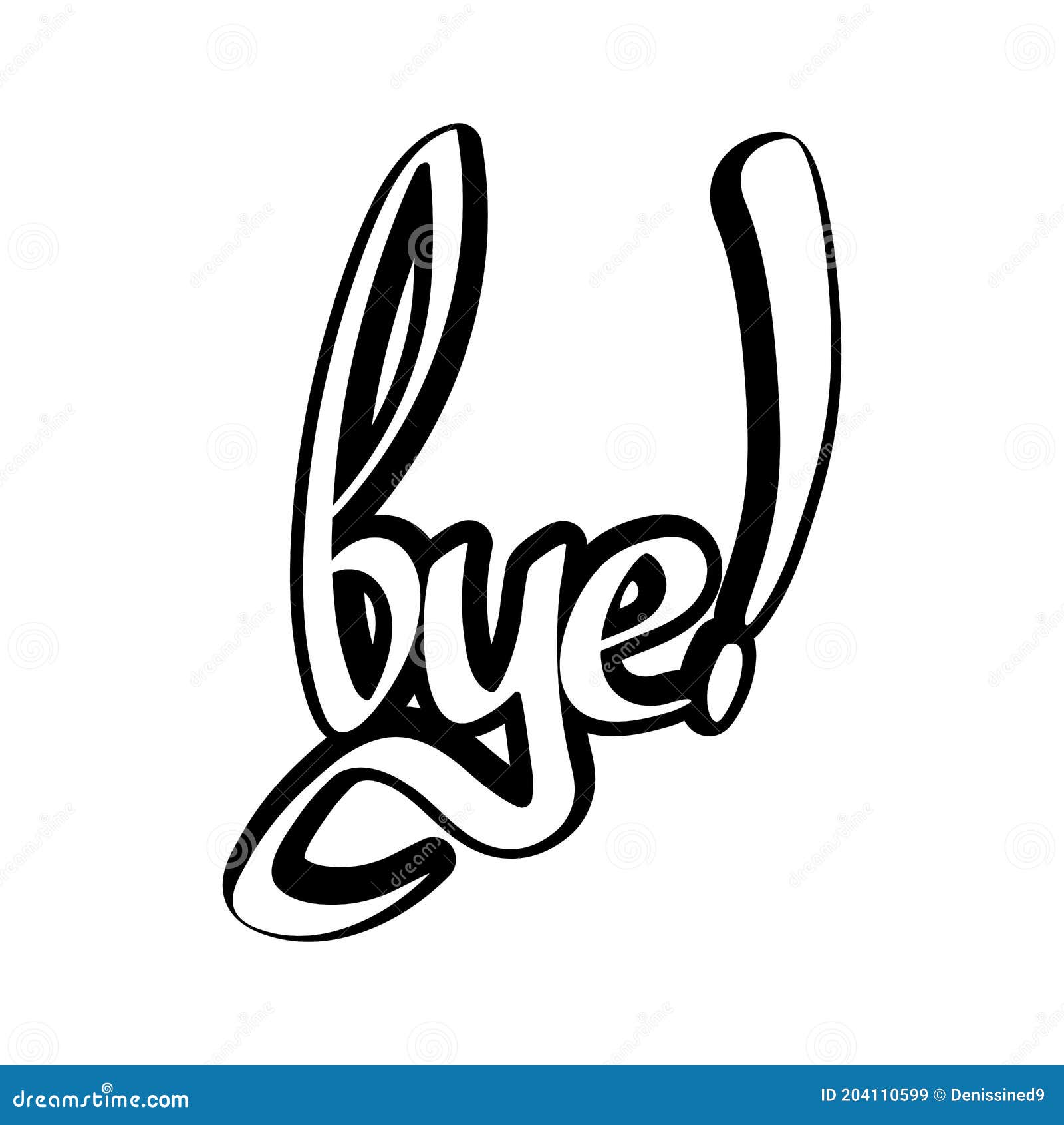 Bye, Isolated Calligraphy Lettering, Word Design Template, Vector ...