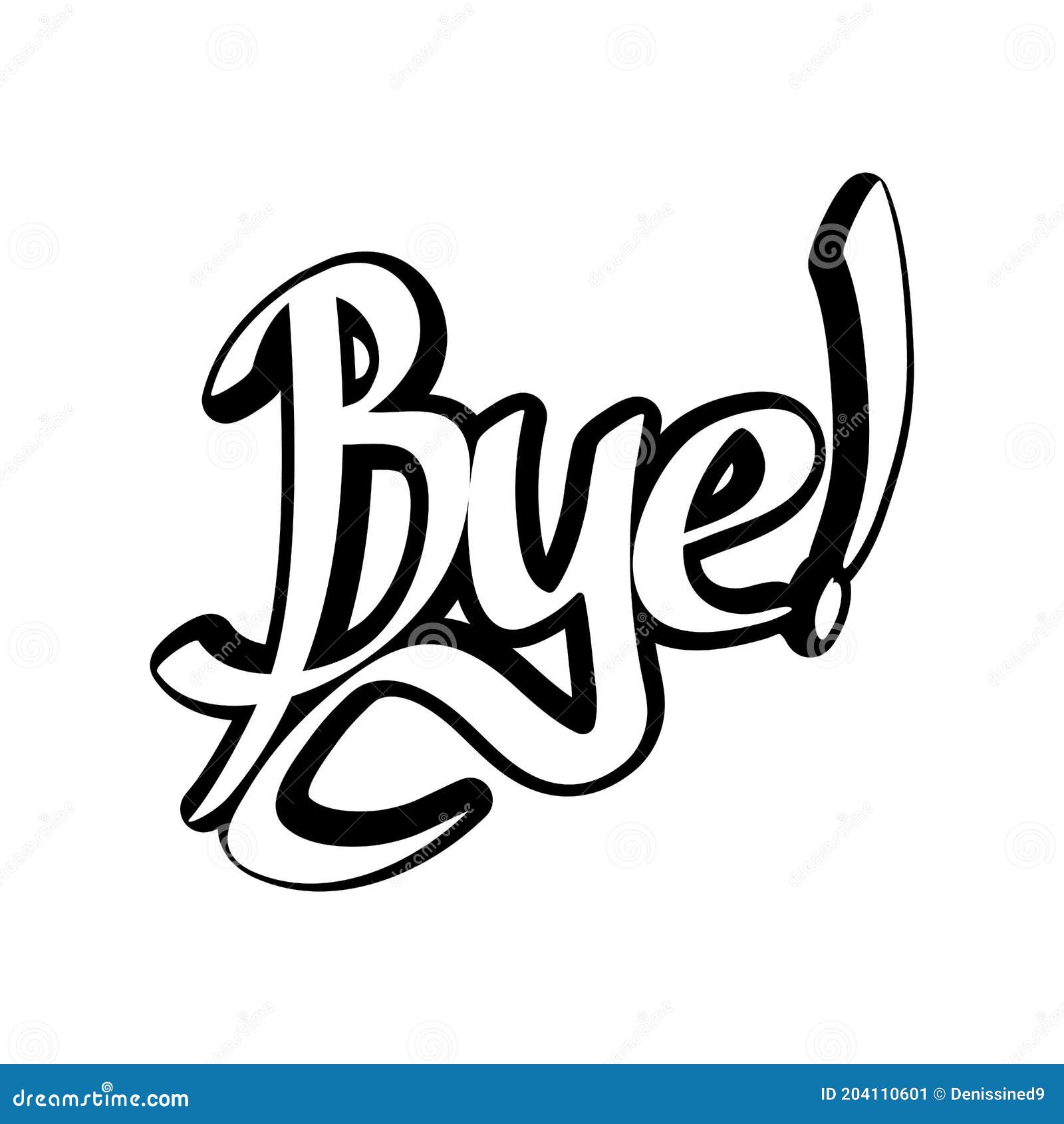 Bye, Isolated Calligraphy Lettering, Word Design Template, Vector ...